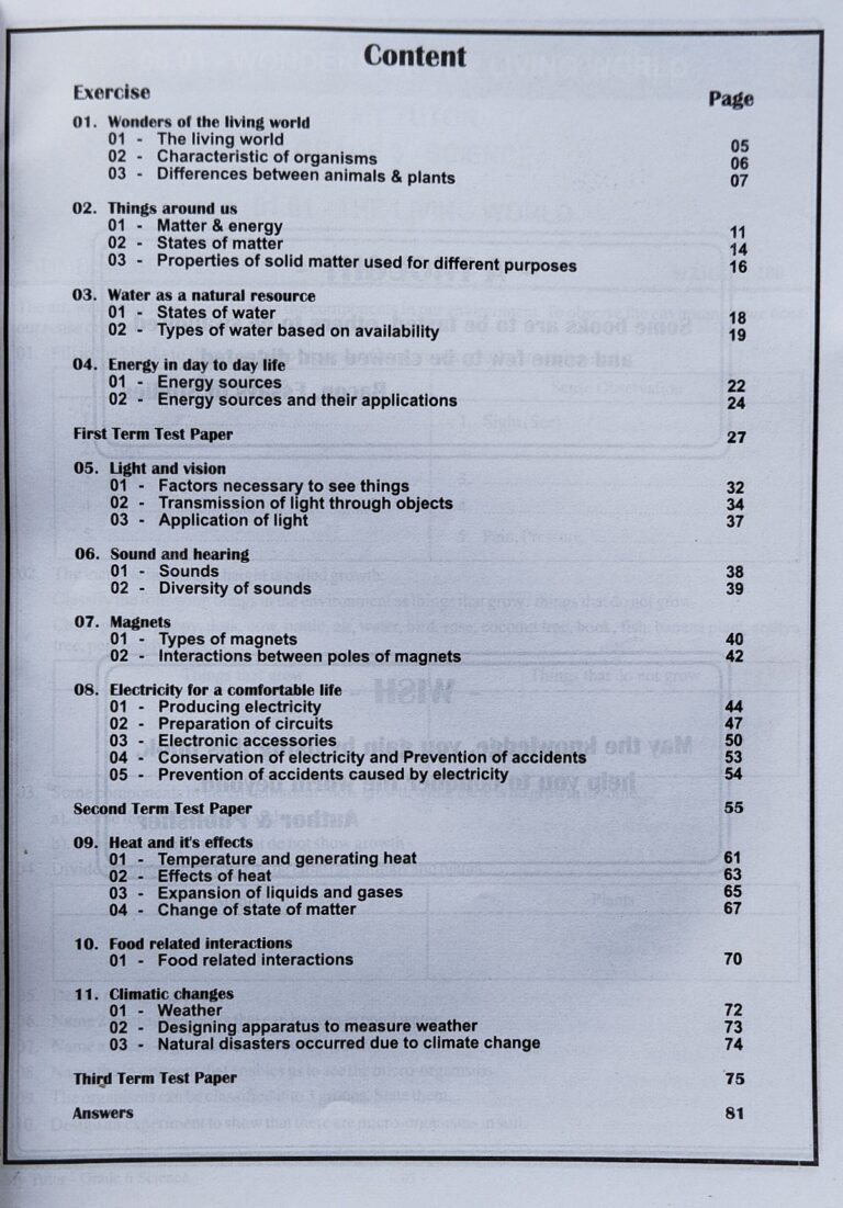 Grade 06 Science Workbook with Term Test Papers (My Tutor) | English ...