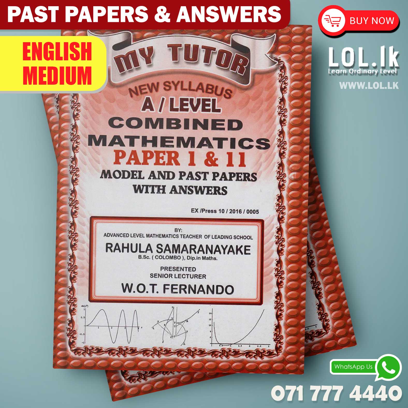 English Medium A/L Combined Maths Past Paper Book with Answers - My Tutor