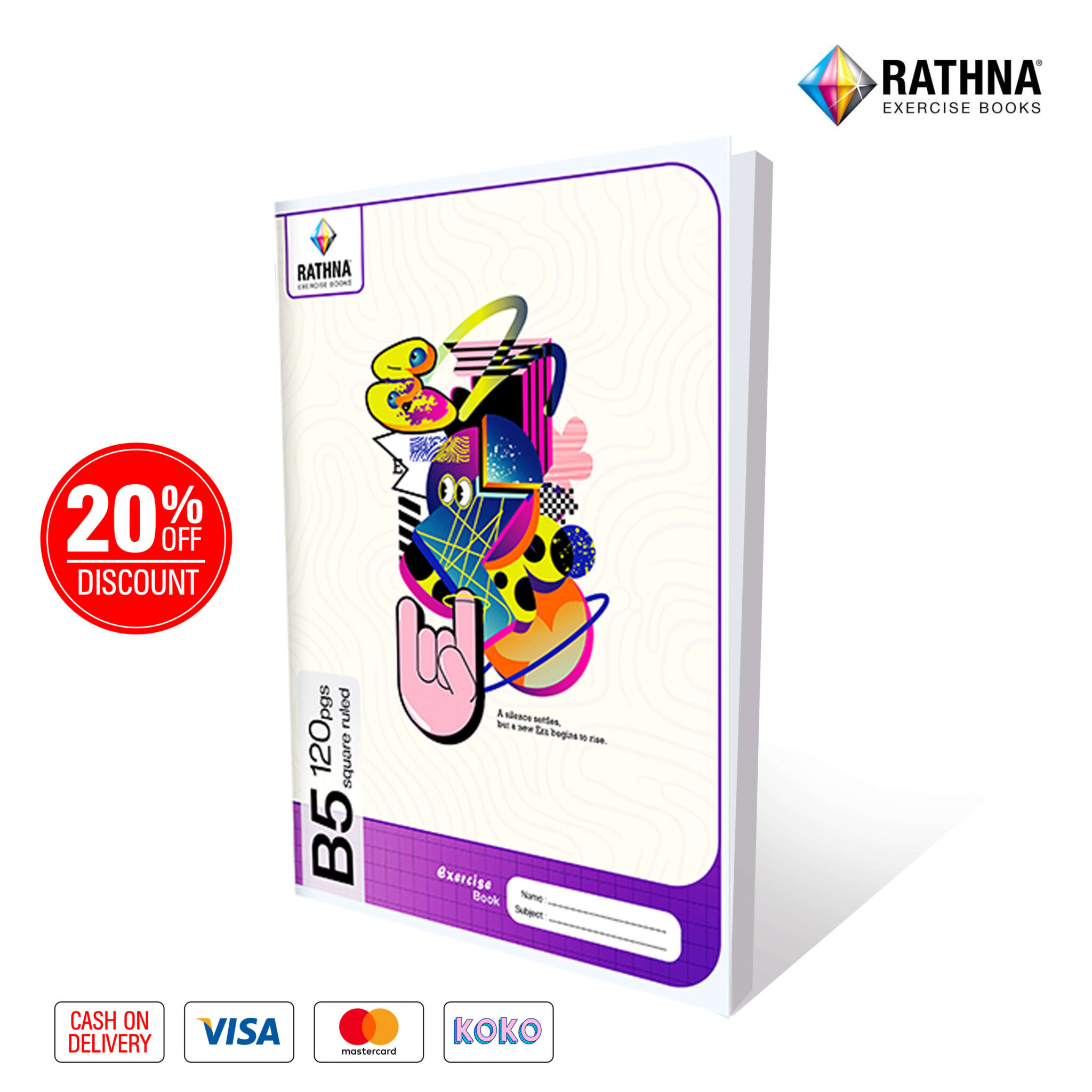 Rathna 120 Pages Square Ruled B5 Book | 20% OFF
