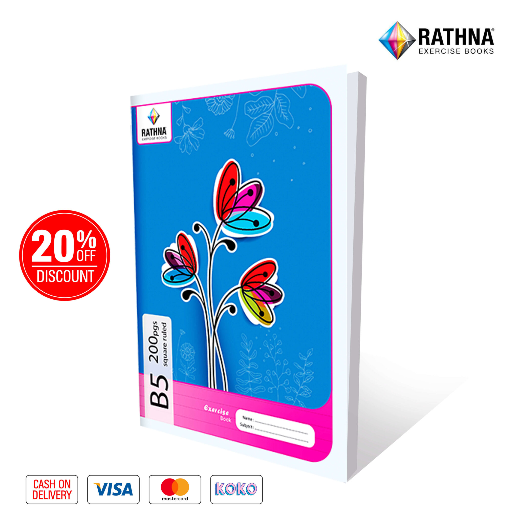 Rathna 200 Pages Square Ruled B5 Book | 20% OFF