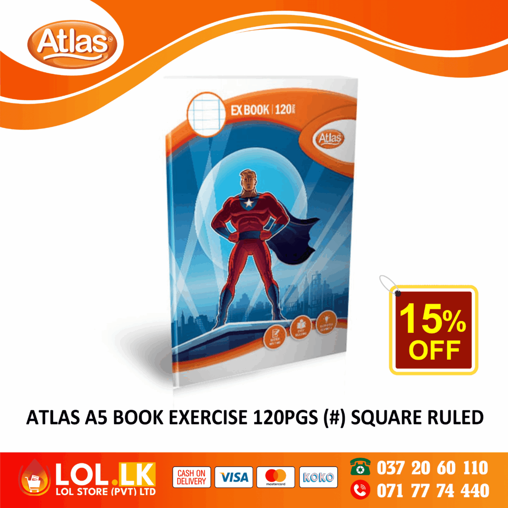 Atlas 120 Pages Single Ruled Exercise Book | 15% OFF + Free Book